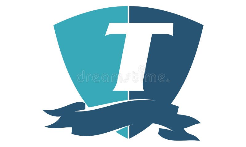 Shield Ribbon Letter T stock vector. Illustration of success - 87580316