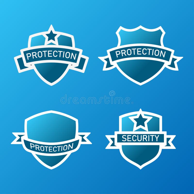 Shield with Ribbon Logo Collection. Suitable for Security and Safety ...