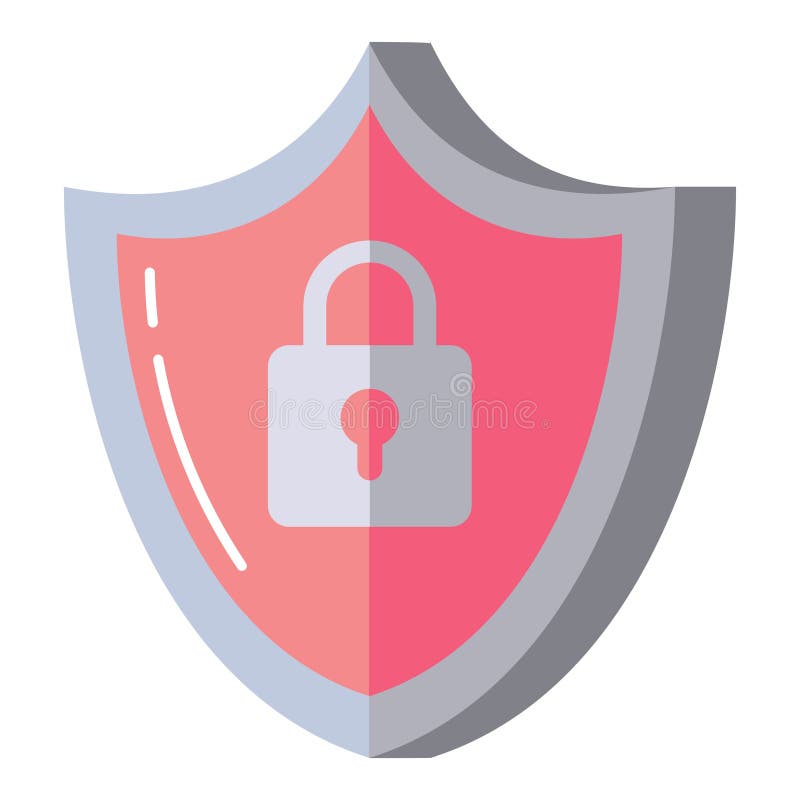 Shield with safe padlock stock vector. Illustration of design - 258933242