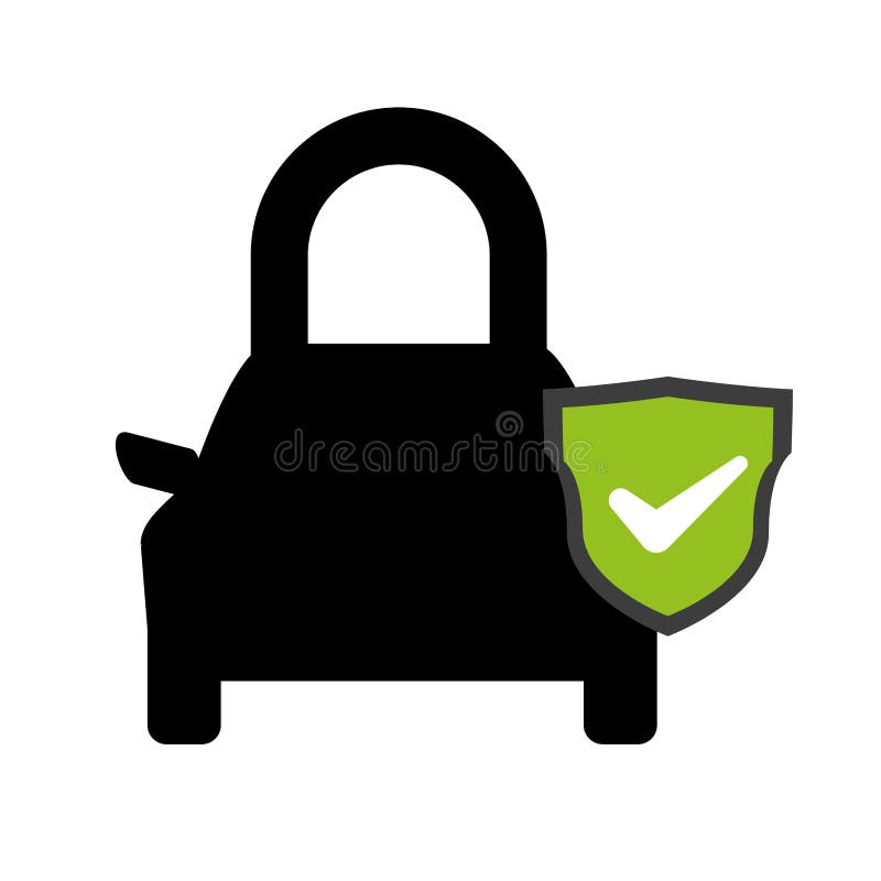 Shield with Safe Car Secure Padlock Vector Illustration Stock ...