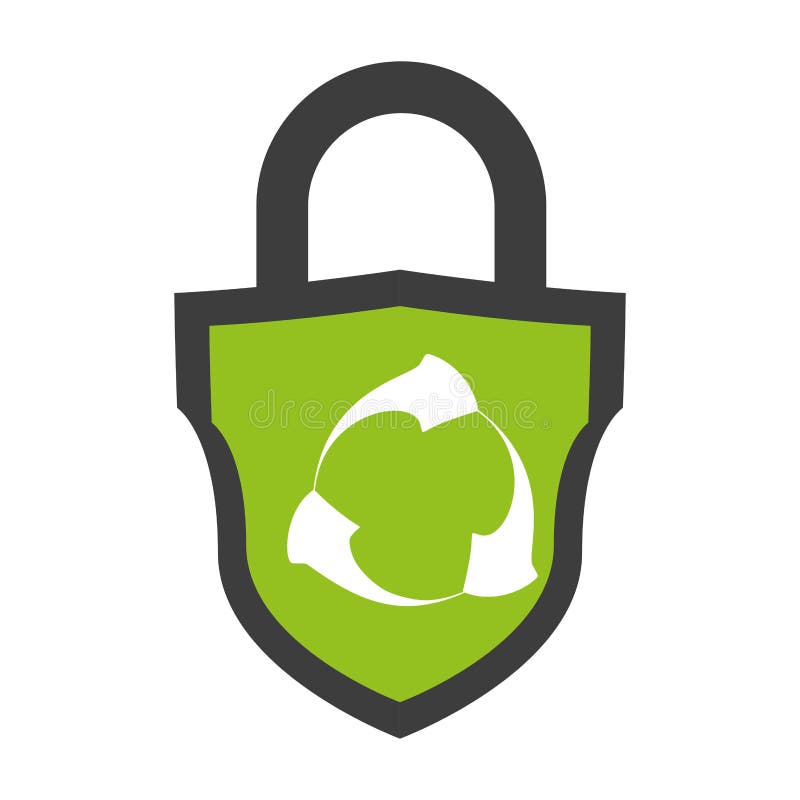 Shield with Safe Secure Padlock Vector Illustration Stock Illustration ...