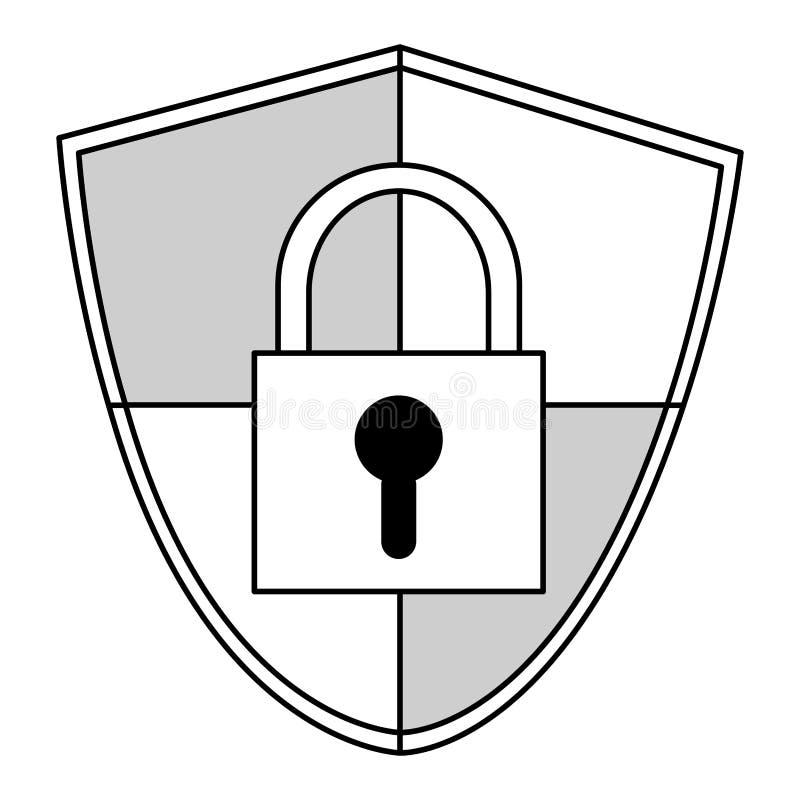 Shield with safety lock stock illustration. Illustration of secure ...