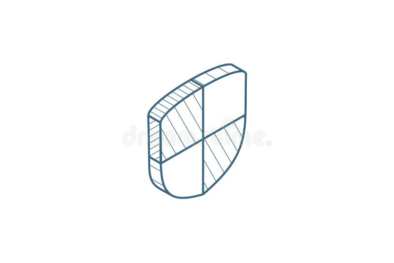 Shield, Safety and Protection Isometric Icon. 3d Line Art Technical ...