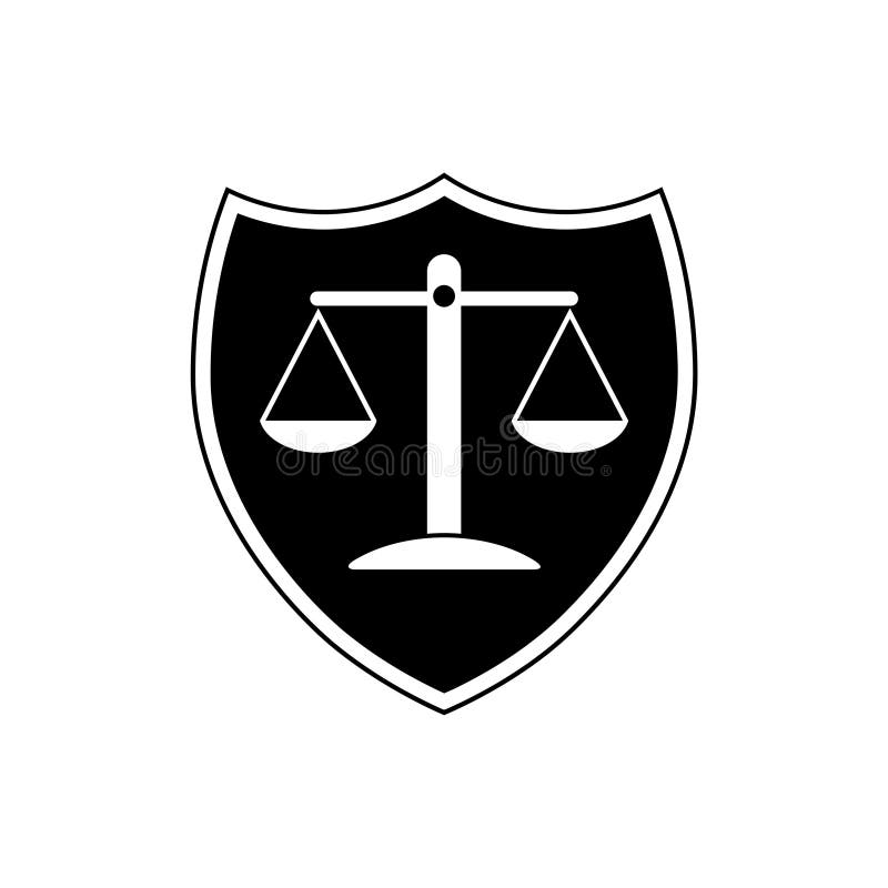 Shield and Scale of Justice Icon Logo Template Illustration Design ...