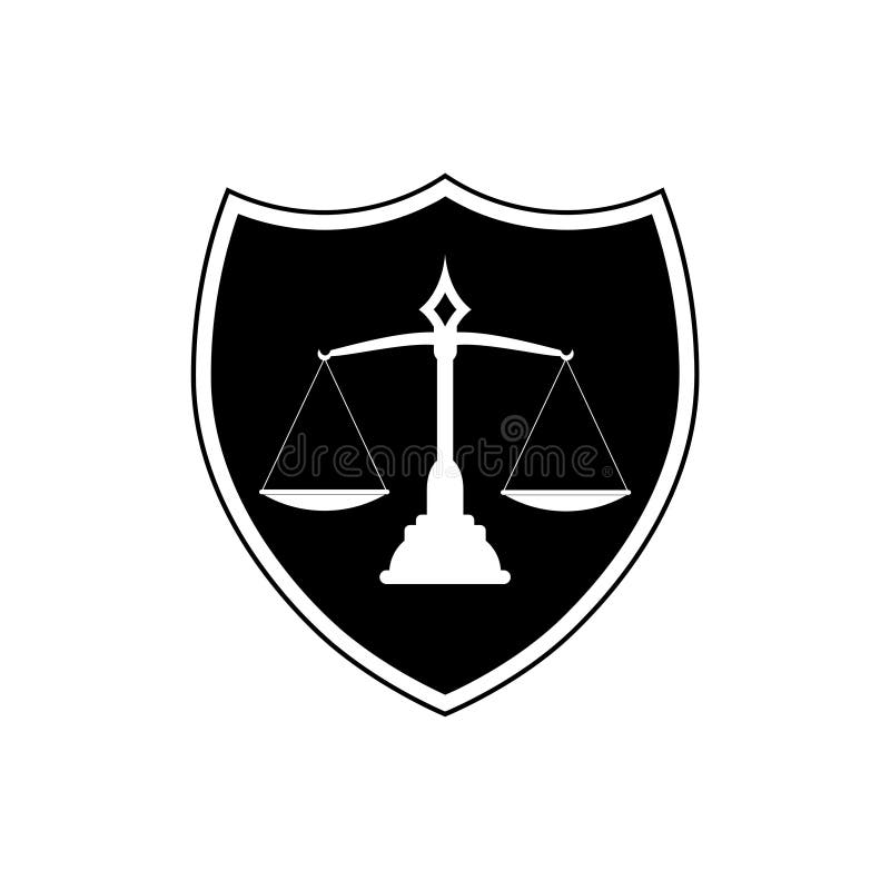 Shield and Scale of Justice Icon Logo Template Illustration Design ...