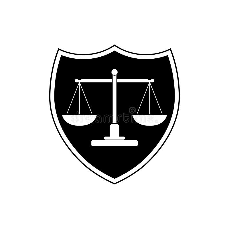 Shield and Scale of Justice Icon Logo Template Illustration Design ...