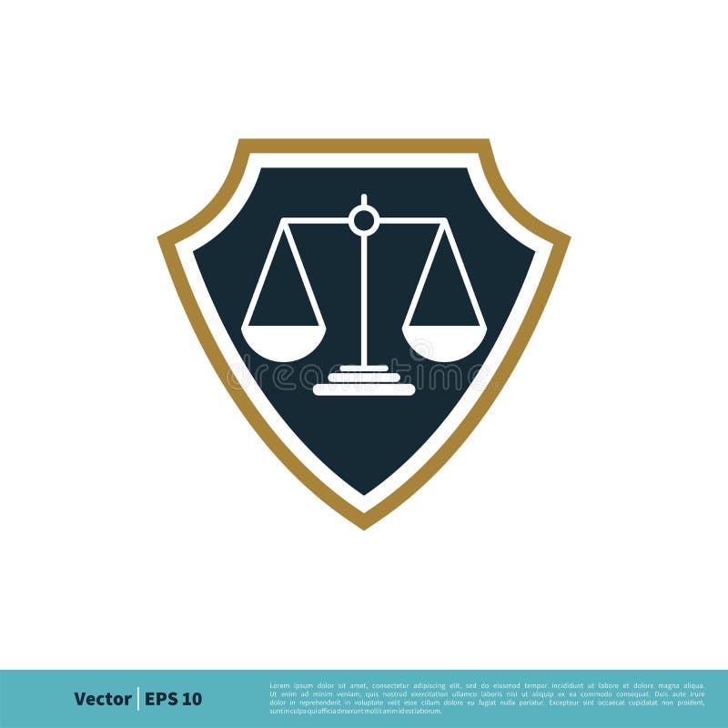 Shield and Scale of Justice Icon Logo Template Illustration Design ...
