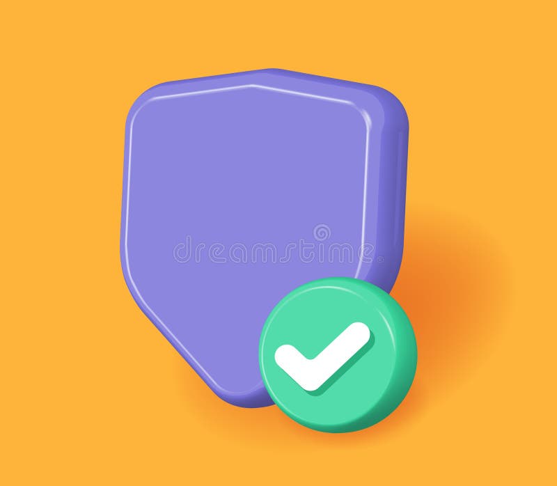 Shield Secure Check Mark 3d Icon Vector Render Graphic, Safety ...