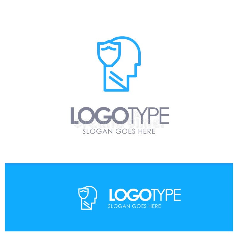 Shield, Secure, Male, User, Data Blue Outline Logo Place for Tagline ...