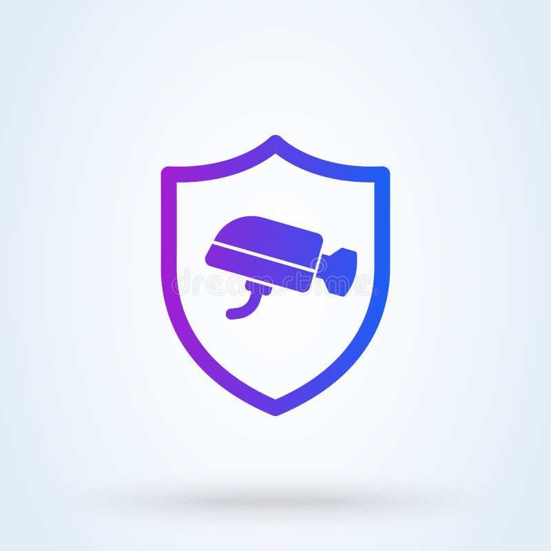 Shield Security Cctv Camera Sign Icon or Logo. Security and Technology ...