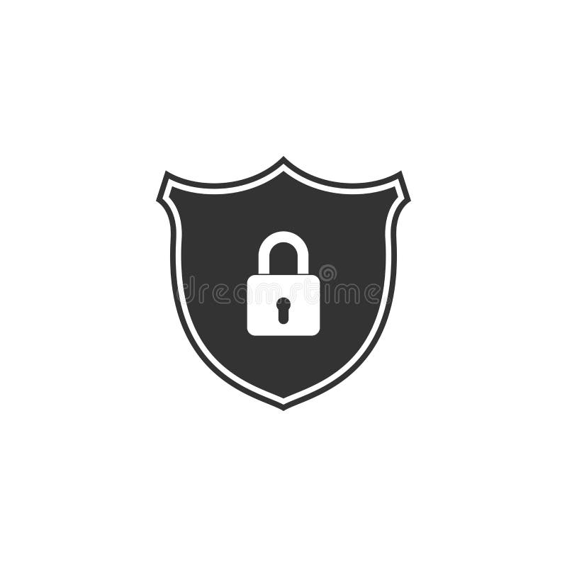 Shield Security with Lock Icon Isolated on White Background. Protection ...