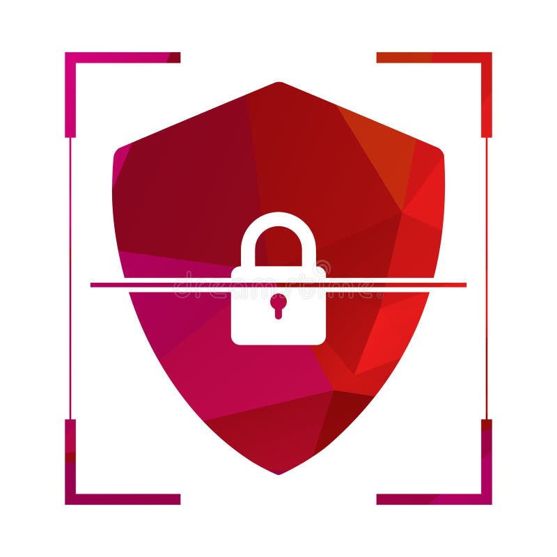 Shield Security Lock Icon with Scanning Bar Template Vector ...