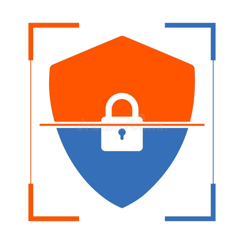 Shield Security Lock Icon with Scanning Bar Template Vector ...