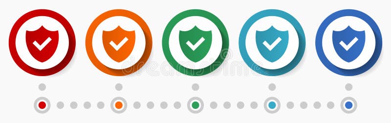 Shield, Security, Protection Concept Vector Icon Set, Flat Design ...