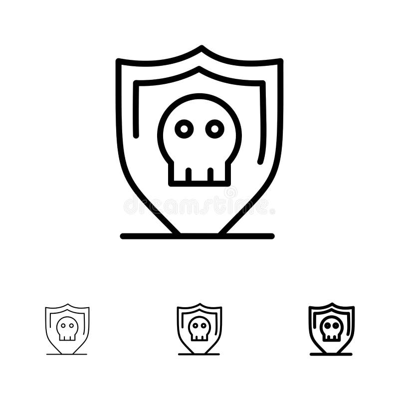 Shield, Security, Secure, Plain Bold and Thin Black Line Icon Set Stock ...