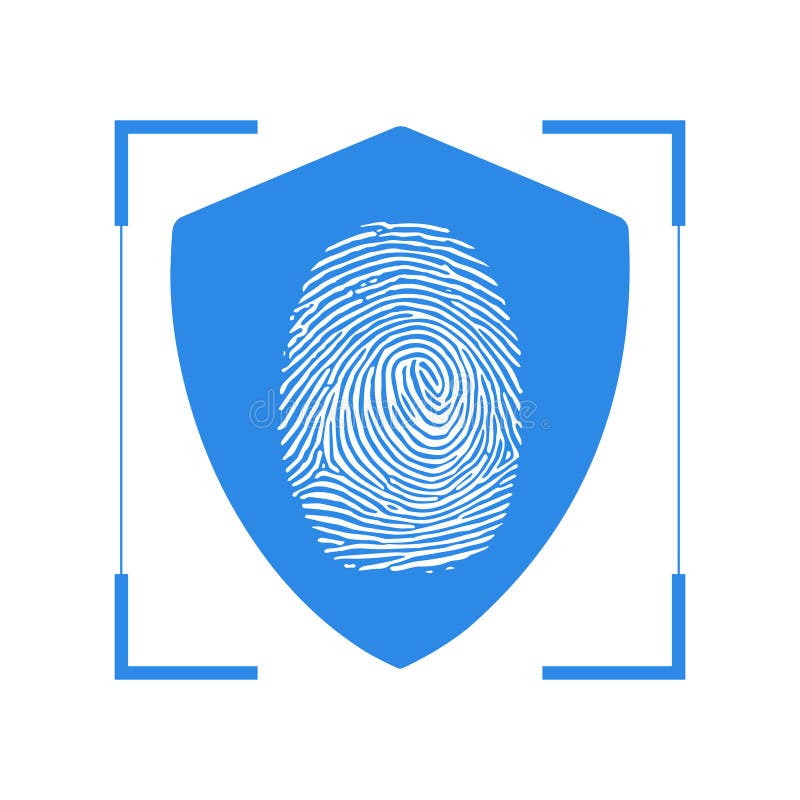 Shield Security with Thumb Fingerprint Scanning Bar Vector Illustration ...