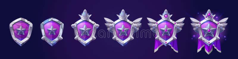 Shield Shape Badge with Star for Game Level Rank Stock Image - Image of ...