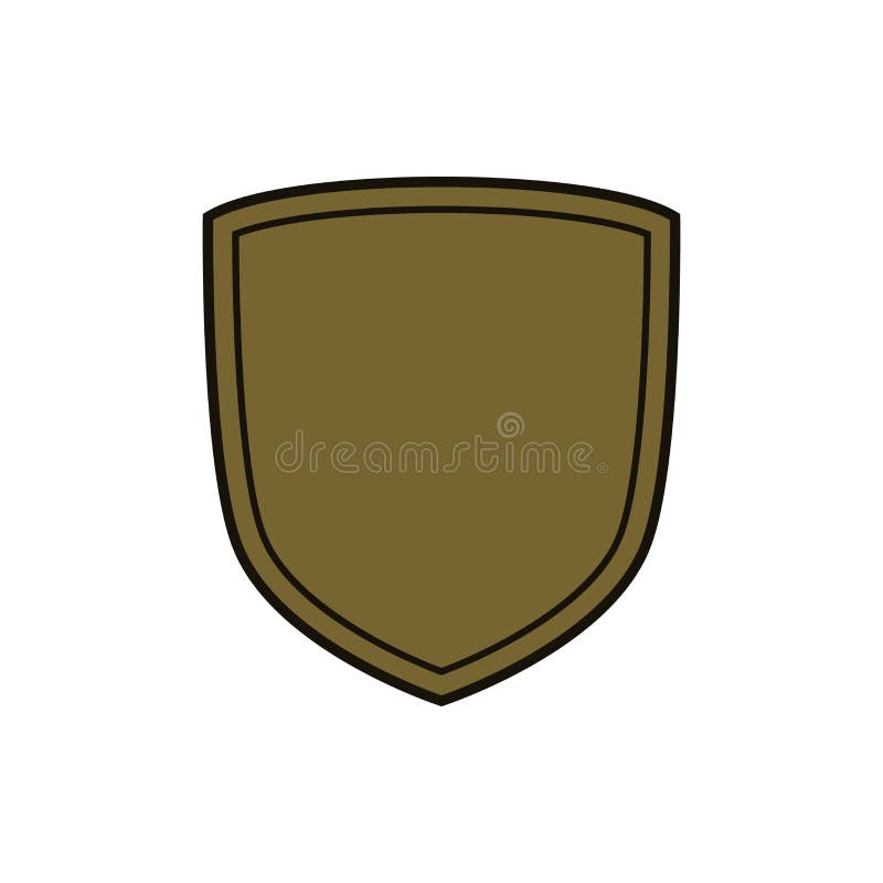 Shield Shape Gold Icon. Simple Flat Logo on White Background. Symbol of ...