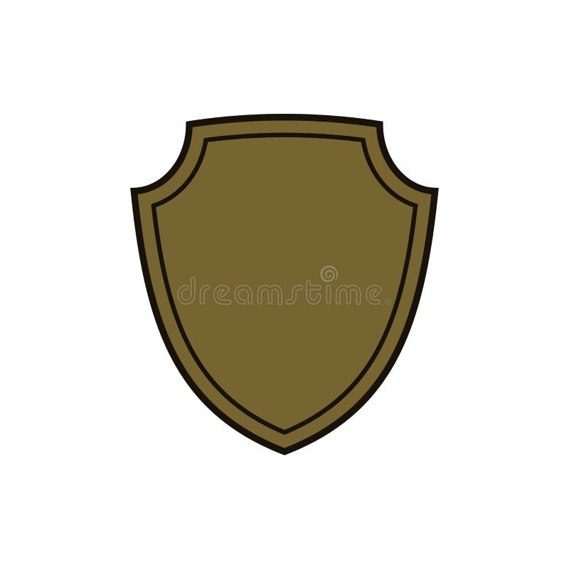 Shield Shape Gold Icon. Simple Flat Logo on White Background. Symbol of ...