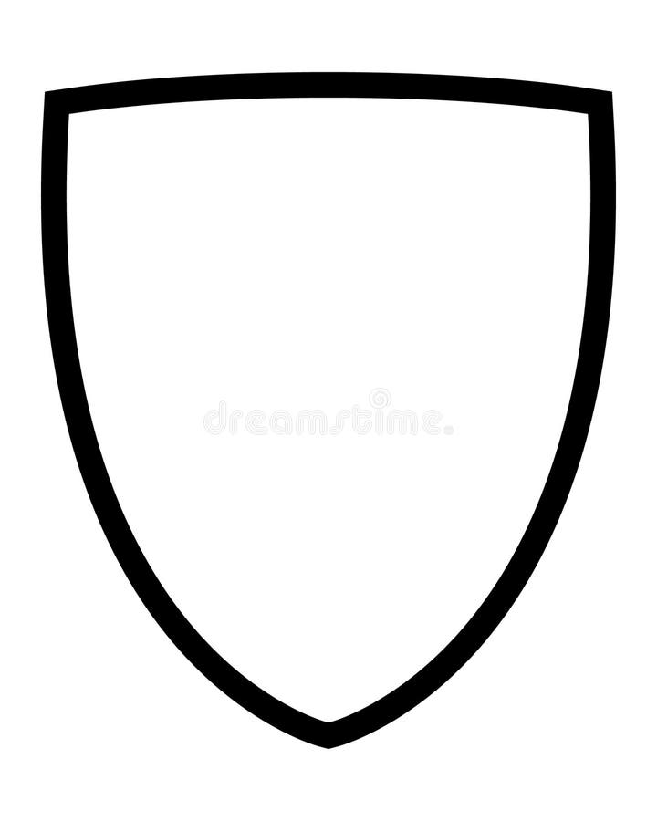 Shield Shape, Outline Vector Illustration Isolated on a White Stock ...