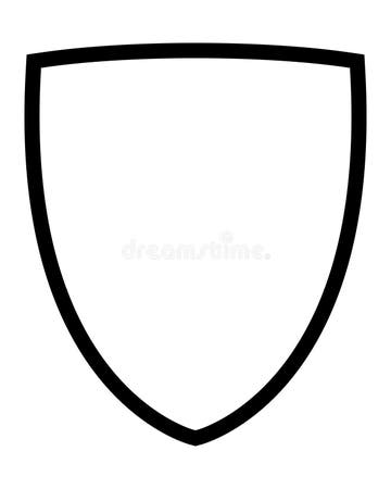 Shield Shape, Outline Vector Illustration Isolated on a White Stock ...