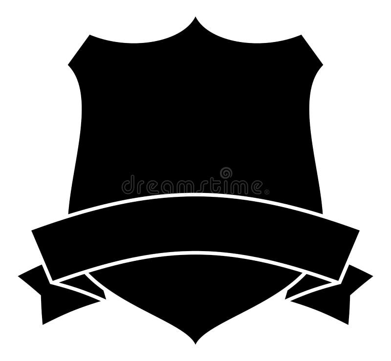 Shield Shape Retro Label Black Ribbon Emblem Stock Vector