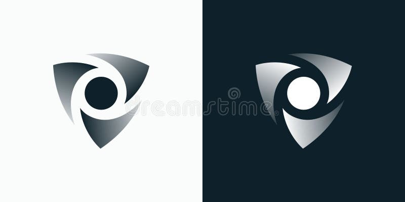 Shield Shape Vector Logo Design with Three-dimensional Illusion Swirl ...