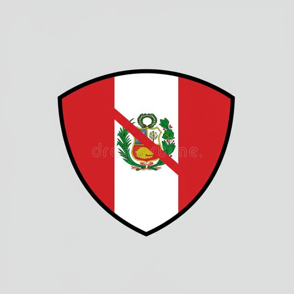 A Shield-shaped Design Features the Flag of Peru, Distinguished by Red ...