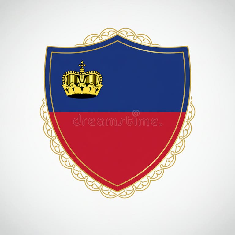 A Shield-shaped Emblem Features the Flag of Liechtenstein, with an ...