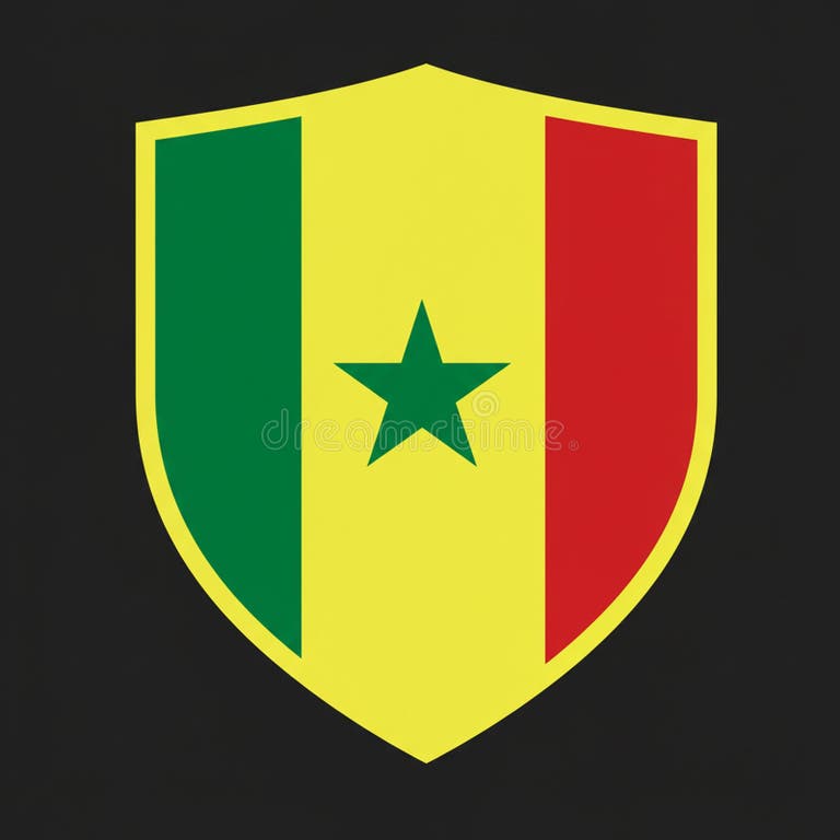 Shield-shaped Emblem Featuring the Flag of Senegal. it is Vertically ...