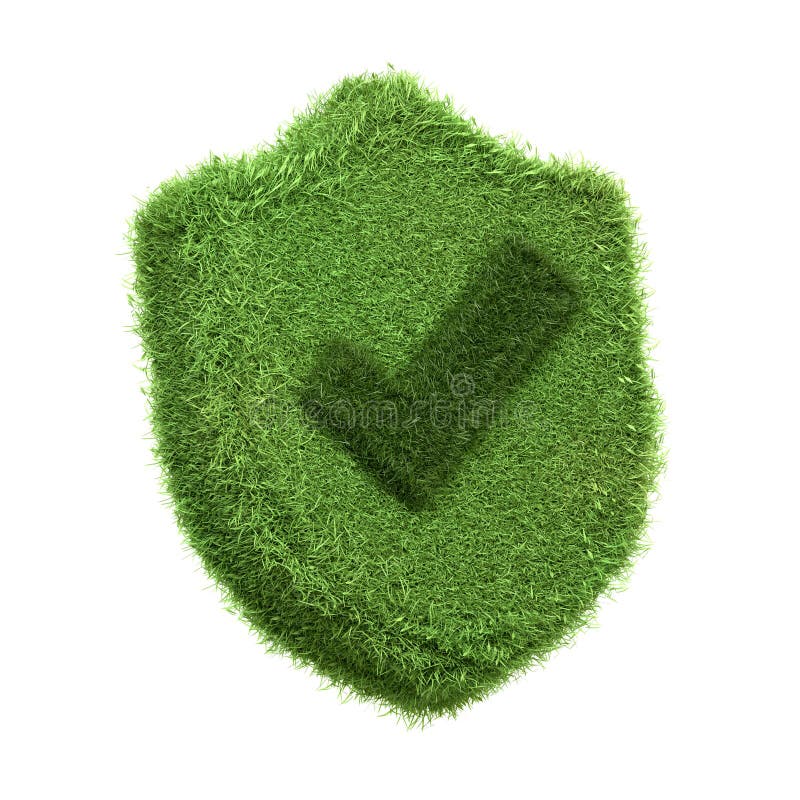 A Shield-shaped Icon with a Check Mark, Both Designed with Green Grass ...