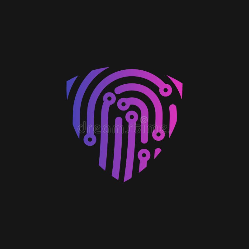 Shield-shaped Logo Featuring a Stylized Fingerprint Design. Stock ...