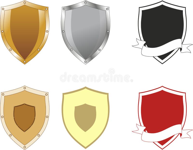 Set of 16 Shield Shapes with Different Colors Stock Vector ...