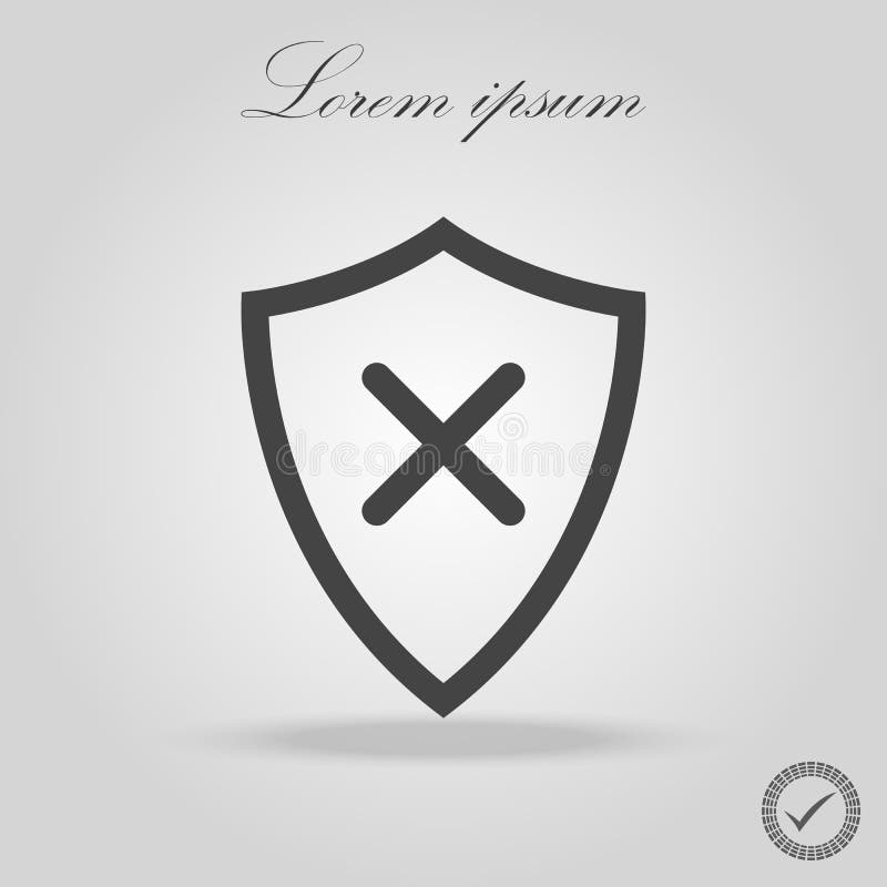 Shield with X Sign. Flat Style for Graphic and Web Design, Modern ...