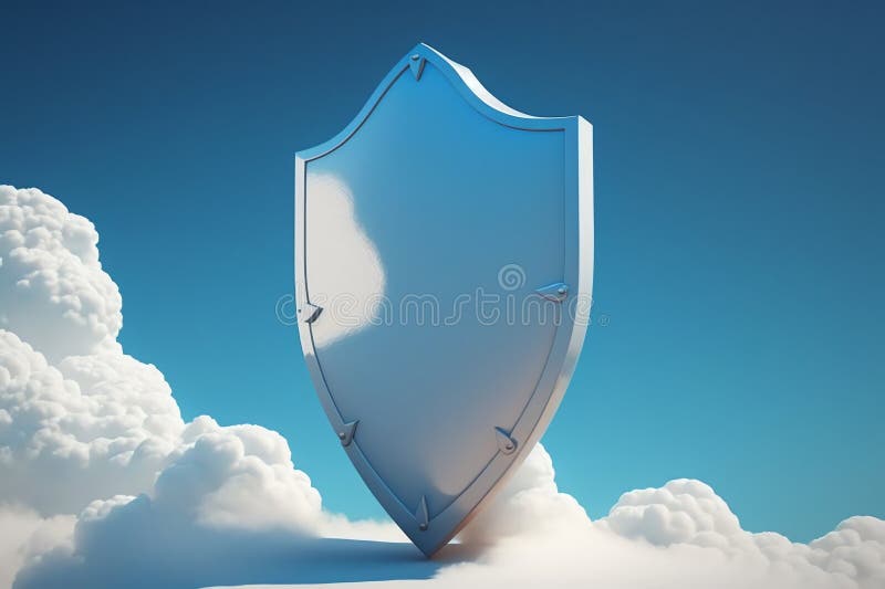 Shield in the Sky Clouds. Cloud Service Firewall Concept Stock ...
