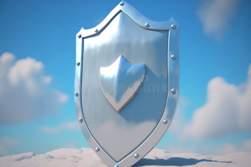 Shield in the Sky Clouds. Cloud Service Firewall Concept Stock ...
