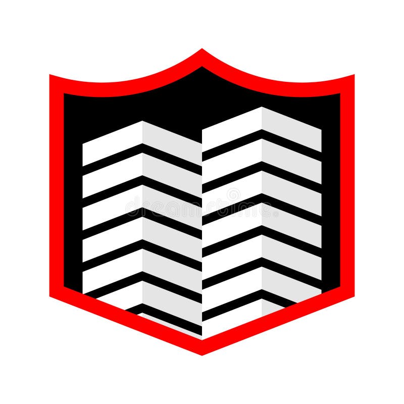 Logo with Skyscraper and Black Red Frame. Vector on White Background ...