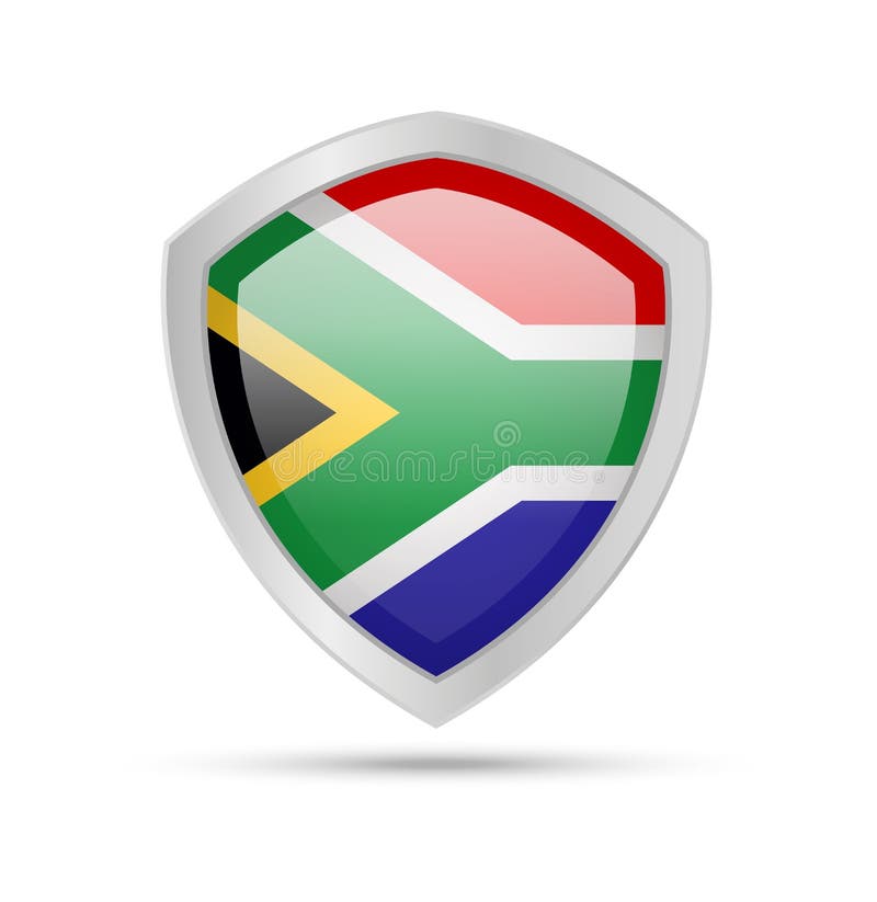 Shield With South Africa Flag On White Background. Stock Vector ...