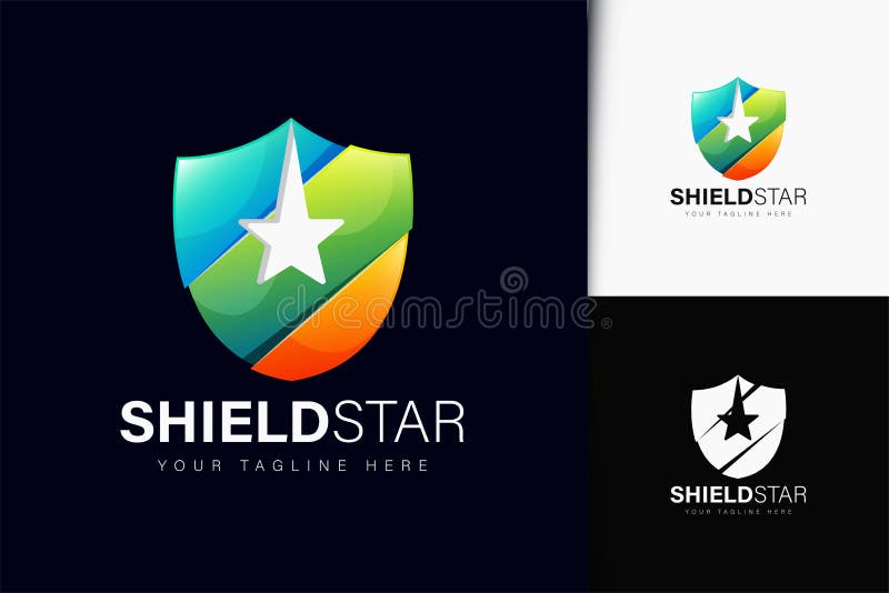 Shield Star Logo Design with Gradient Stock Vector - Illustration of ...