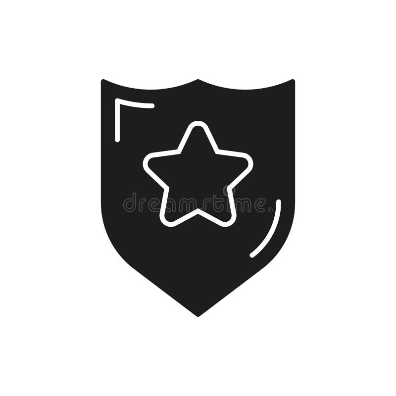 Shield with Star Solid Icon. Security, Protection, and Authority ...