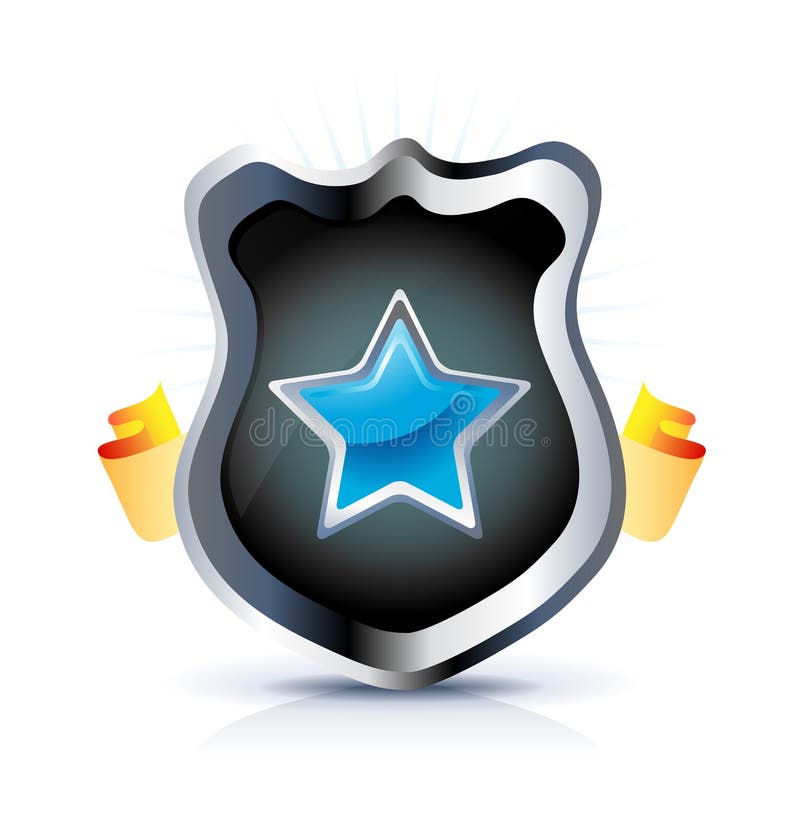 Shield with star symbol stock vector. Illustration of glossy - 21488073
