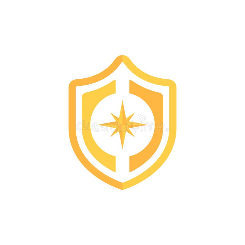 Shield with Star Vector. Golden Shield. Abstract Shield Icon with Wind ...