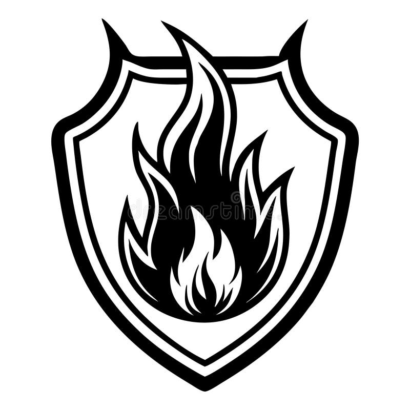 Shield with Stylized Flame Design Ideal for Logo Creation and Tattoo ...
