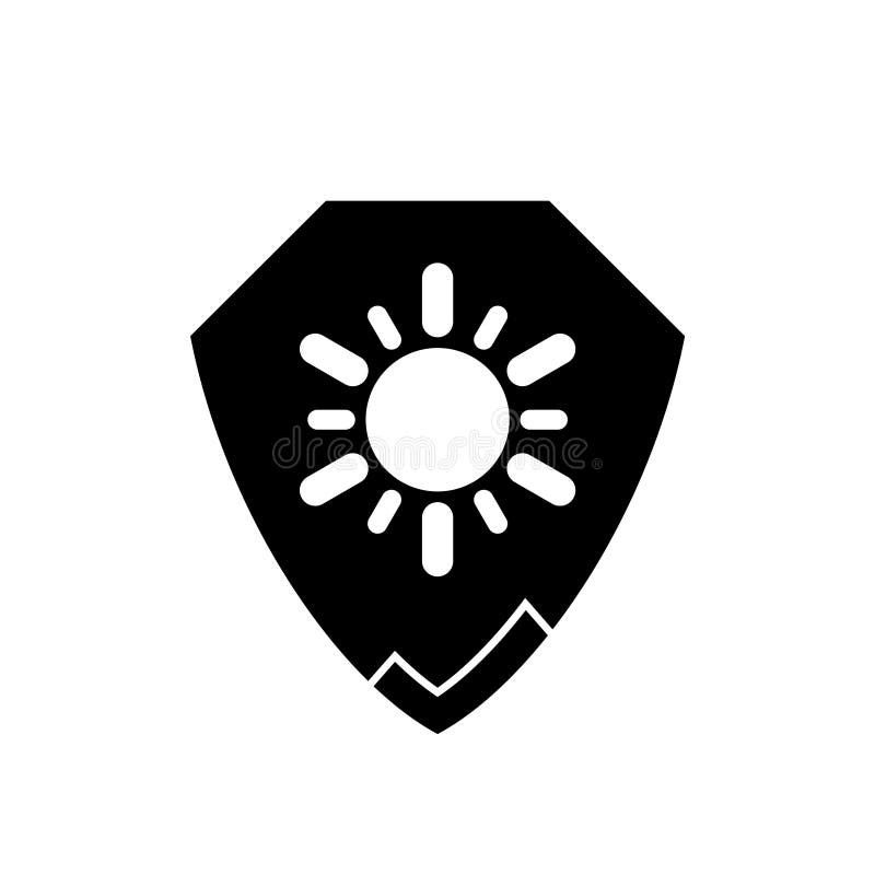 Shield Sun Protection Icon Isolated on White Background Stock Vector ...