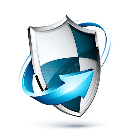 Shield surrounded by arrow stock vector. Illustration of float - 13597183