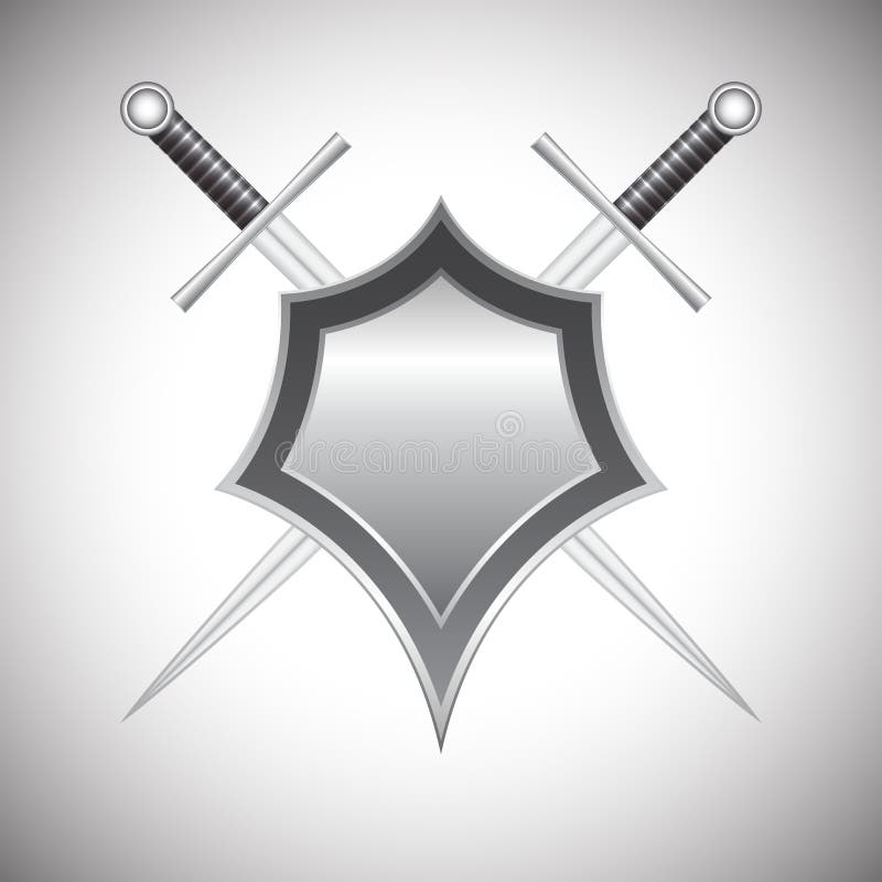 Shield and sword stock vector. Illustration of vector - 58145194