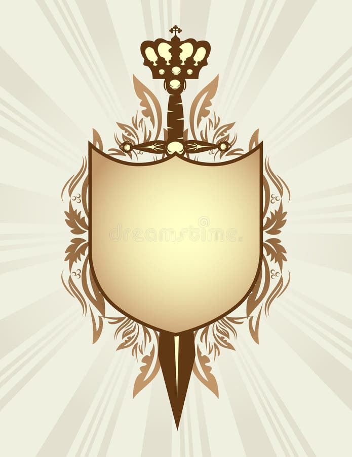 Shield, swords and crown stock vector. Illustration of mighty - 19035533