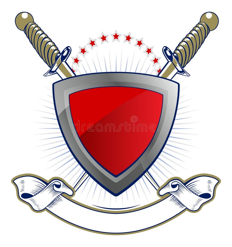 Shield and sword emblem stock vector. Illustration of emblem - 21111700