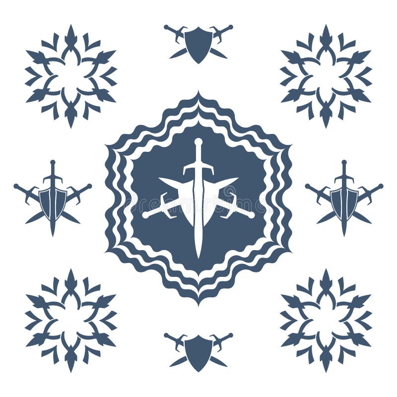 Shield and Sword in Flower. Stock Illustration - Illustration of flower ...