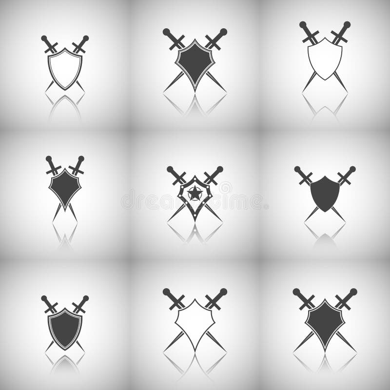 Shield and sword icons stock vector. Illustration of element - 79832008